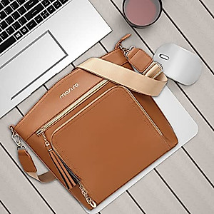 MOSISO Crossbody Bag, Purses for Women Crossbody Bag, Multi Pockets Lightweight Waterproof Crossbody Purse Bag Handbag Shoulder Bag Holder Wallet Card Purse with Tassel, Brown