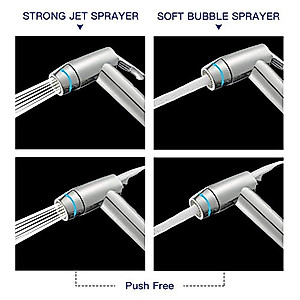 Houtingmaan Kitchen Side Sprayer,Dual Function Kitchen Sink Sprayer with Adjustable Flow Controller,Kitchen Faucet Sprayer Replacement Chrome,Faucet Pull Out Sprayer with Hose,Holder and 17 Adapters 