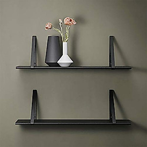 Tyoo Floating Shelf Triangular Modern Black Bracket Wall-Mounted Shelf Suitable for Home Decoration Living Room Bathroom, Bedroom Kitchen