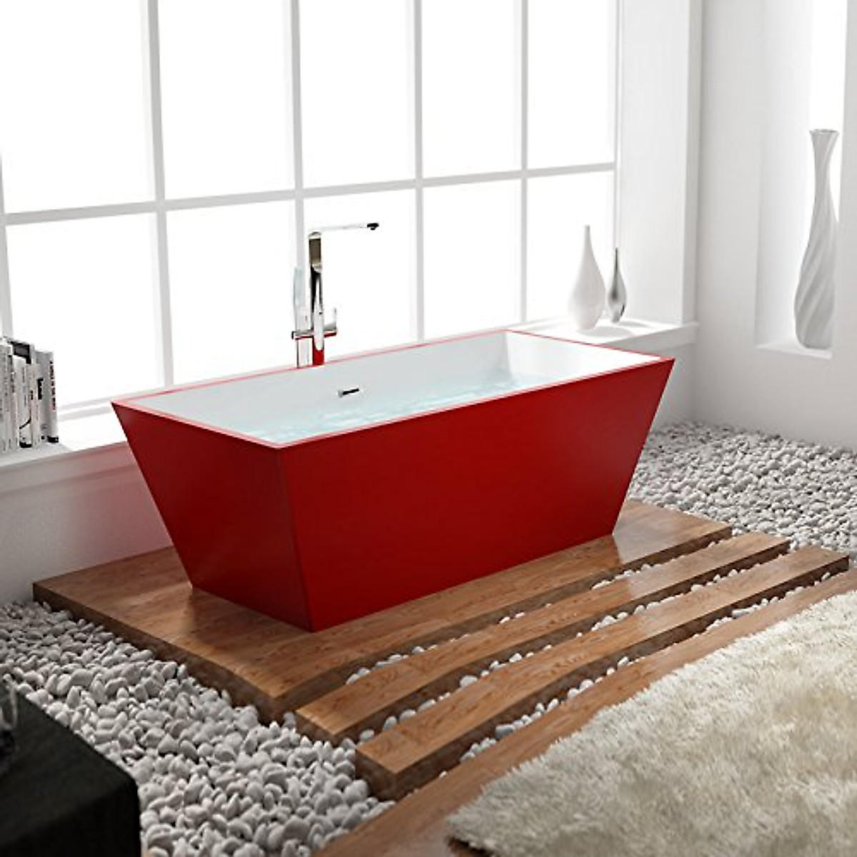 Dowell 072 66" Luxury Contemorary High Grade Acrylic FREE STANDING Bathtub Modern Red