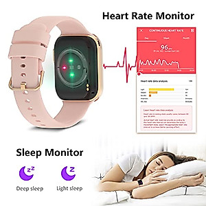 Bebinca Smart Watches for Women (Answer/Make Call) with Heart Rate/Sleep/Blood Oxygen Monitor, Voice Assistant Compatible with Samsung iPhone Android Phones, IP68 Waterproof, Rose Gold