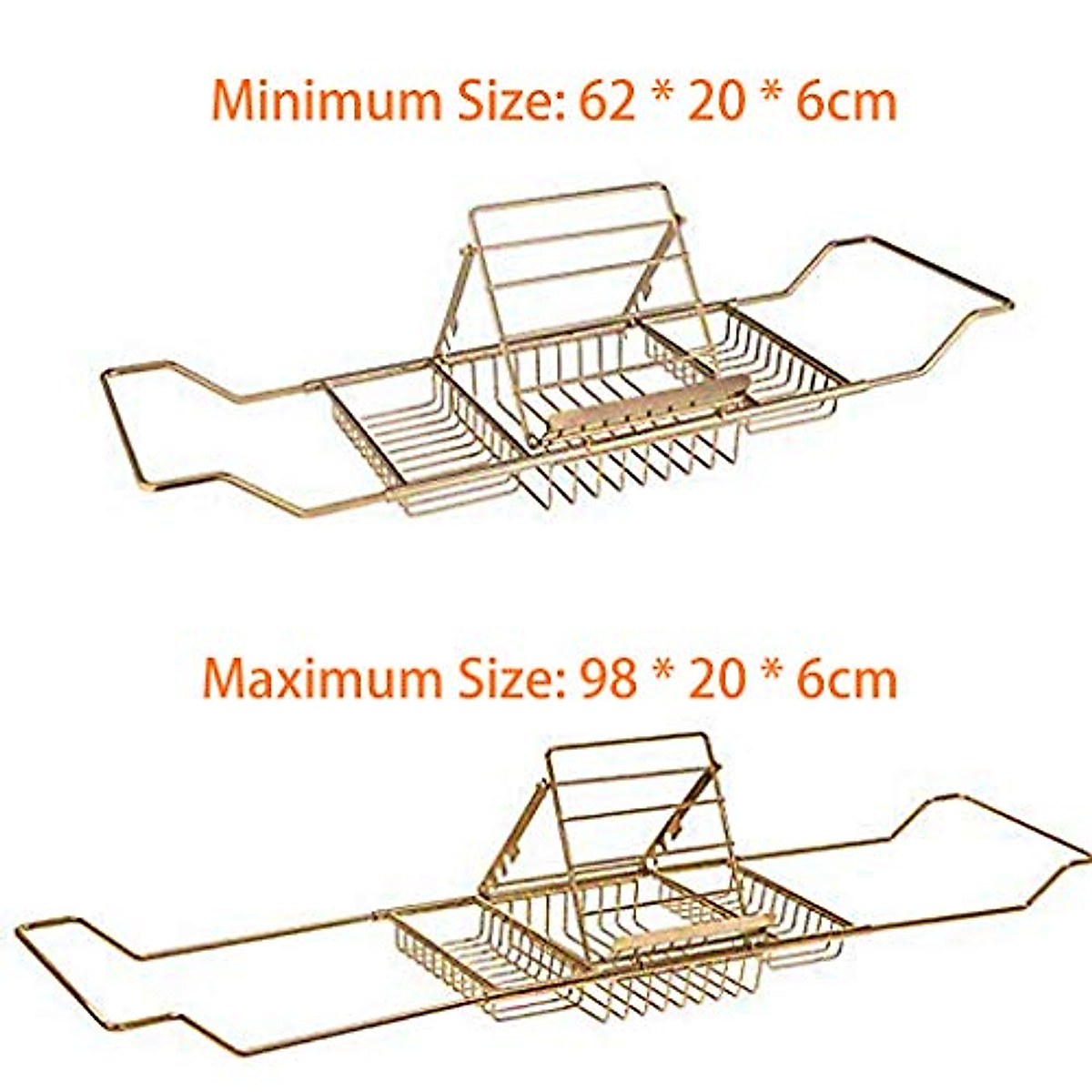 OldPAPA Bathtub Trays, Stainless Steel Expandable Shower Bathtub Tray Over Bath Tub Racks Shower Organizer with Removable Book Holder - Non-Slip Grip | Fits Most Tubs