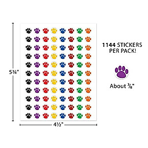 Teacher Created Resources Colorful Paw Prints Mini Stickers Value Pack (4742) 3/8 in