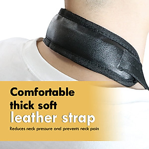 KUWAN Saxophone Neck Strap Soft Sax Leather strap Padded for Alto Sax Tenor Clarinet Baritone Soprano Horn Music Instrument (black)