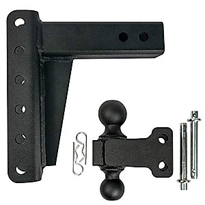 BulletProof Hitches™ 2.5" Adjustable Medium Duty (14,000lb Rating) 6" Drop/Rise Trailer Hitch with 2" and 2 5/16" Dual Ball (Black Textured Powder Coat)