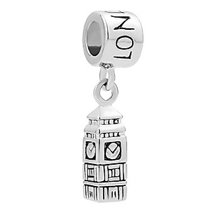 CharmSStory London Big Ben Clock Bead Charm For European Snake Chain Bracelets