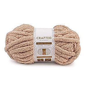 Crafted By Catherine Chunky Chenille Yarn - 2 Pack (41 Yards Each Skein), Beige, Gauge 7 Jumbo