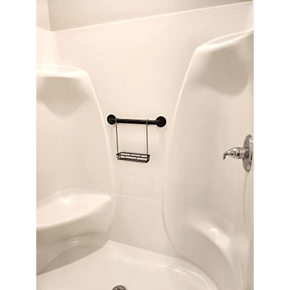 CSI Bathware Large Matte Black Universal Wire Accessory Tray for 1.25" OD Grab Bar