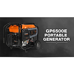 Generac 7682 GP6500E 6,500-Watt Gas-Powered Portable Generator - Powerrush Advanced Technology with Electric Start - Durable Design and Reliable Backup Power - 49-State Compliant