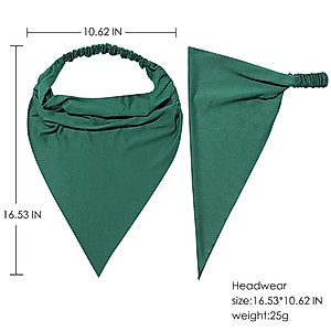 6 Pack Hair Scarf Headband for Women - Elastic Hair Kerchief Large Boho Triangle Bandana Head Scarf with Clips Non Slip Solid Color Headbands Hair Scarves Hair Accessories for Teen Girls