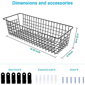 3PCS [Extra Large]Hanging Wire Baskets, Wall Mount Storage Basket, Rustic Toilet Paper Holder for Storage & Organization
