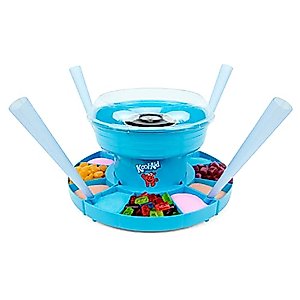 Nostalgia Kool-Aid Countertop Cotton Candy Maker with Lazy Susan Includes 2 Reusable Cones, Sugar Scoop, Extractor Head Works With Any Hard Candies or Flossing Sugar (Blue)