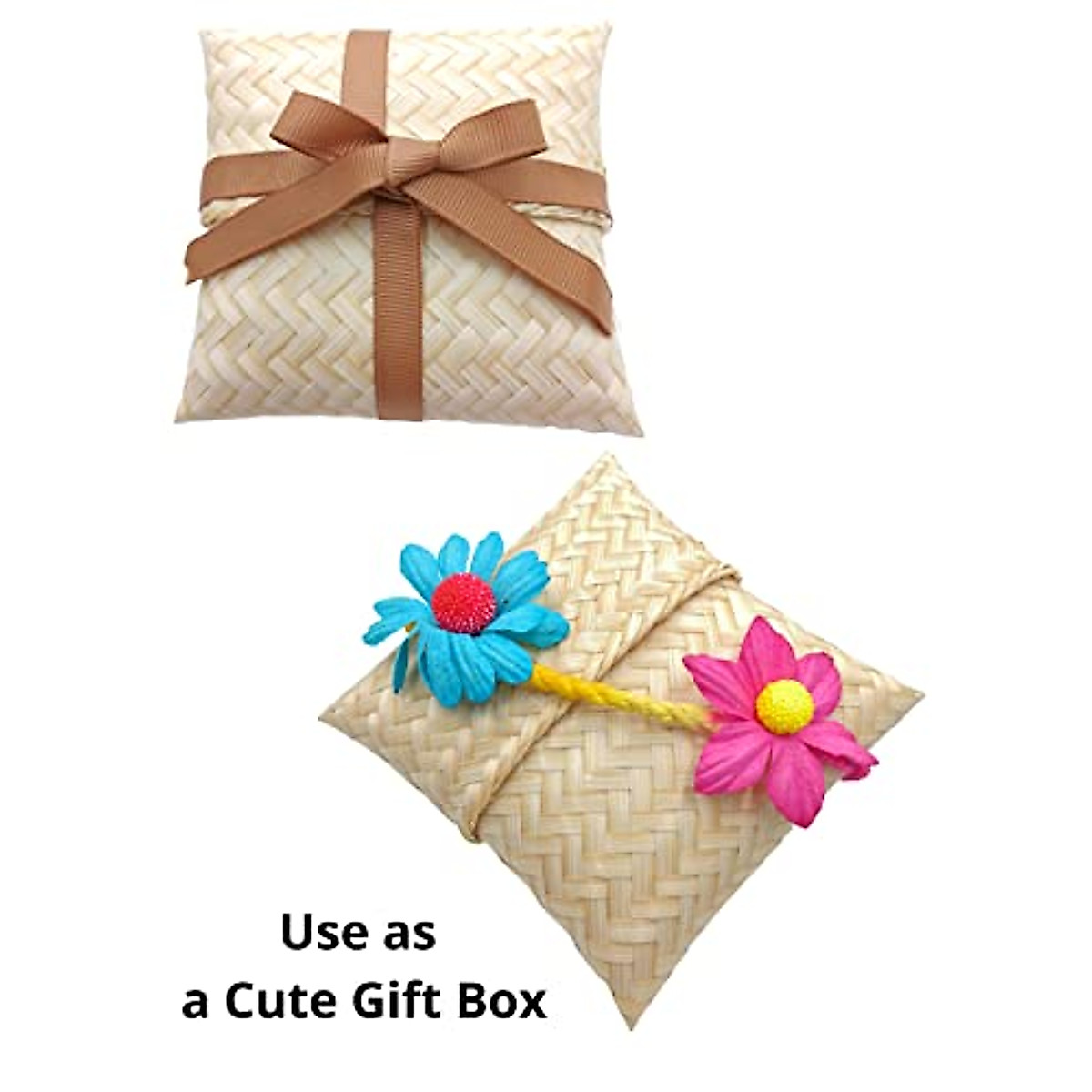 FOREVER 1 – Sticky Rice Basket 4(3.5) x 4(3.5) In., Kratip Bamboo Steamed Sticky Rice Container, Thailand Handmade Serving Basket, Original Bamboo Color, Thai and Laos Flat Kratib for Home, Restaurant