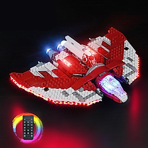 Rorliny LED Light Kit for Lego Star Wars Ahsoka Tano's T-6 Jedi Shuttle 75362 Building Set, Creative Lighting kit Compatible with Lego 75362-Remote Control Version (Lights Only, No Lego Set)