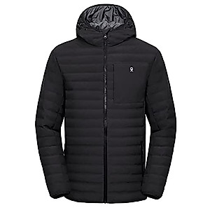 Little Donkey Andy Men's Waterproof Hooded Puffer Jacket Windproof Warm Winter Coat with Recycled Insulation Black XXL
