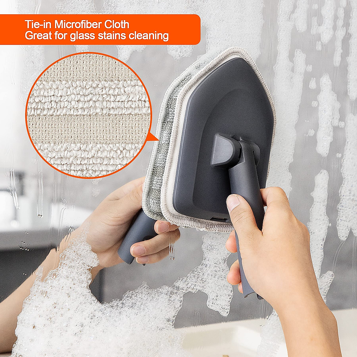 CLEANHOME Tile Tub Scrubber Brush with 3 Different Function Cleaning Heads and 56" Extendable Long Handle-No Scratch Shower Scrubber for Cleaning Bathroom Kitchen Toilet Wall,Bathtub,Sink,Grey