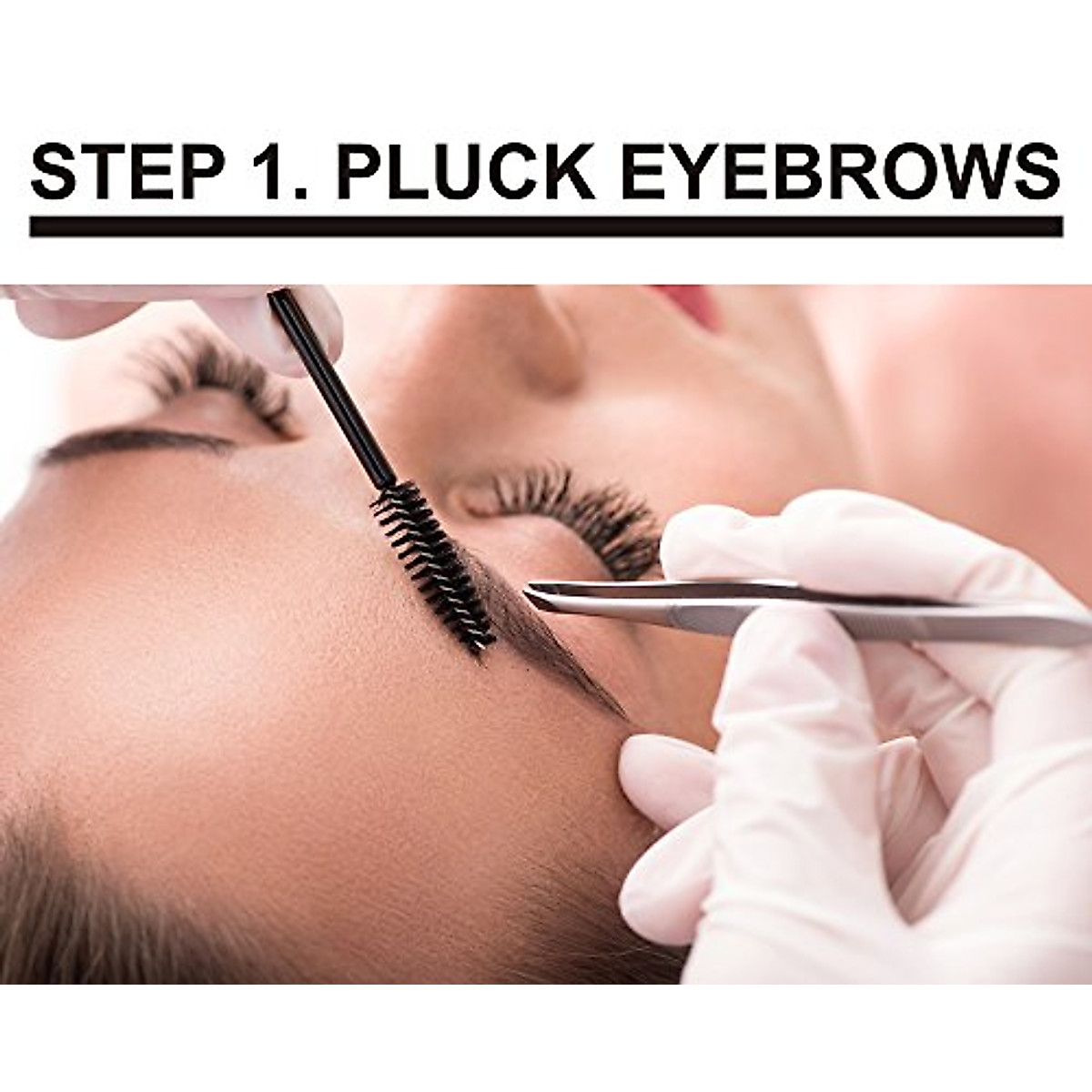 KC Republic Lash Eyebrow Extensions Kit with 1 x Trays of Mink False Eyebrows in Black Comes on Mixed Length Trays 5-8 mm, Eyebrow Glue Clear & Extension Tweezers (Black Eyebrow, Black Tweezer)