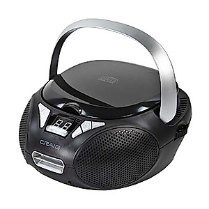 Craig CD6925 Portable Top-Loading Stereo CD Boombox with AM/FM Stereo Radio in Black | LED Display | Programmable CD Player | CD-R/CD-W Compatible | AUX Port Supported |