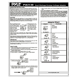 PyleMeters International Travel Voltage Converter Transformer - UK/AU/EU/US Voltage Converter 220 to 110 Step Down Power Converters w/ 6 Worldwide Plug Adapters - Laptop Camera Cell Phone PVKT130.5