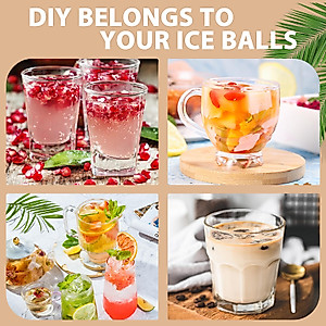 Ice Cube Tray, Silicone Apple Ice Ball Trays Maker, White Small Round Ice Mold for Cocktail, Juice, Whiskey, Freezer, Keep Drink Chille - Easy Release, ROHS and FDA (2 Ice Trays&1 Ice Box&1 Ice Scoop)