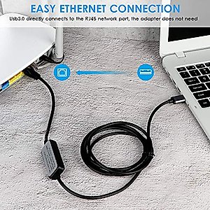 Moyina USB3.0 to RJ45 Gigabit Ethernet Network Cable for Switch, Router, Gateway, Modem with MacBook,Windows, Chromebook,Surface Pro, Linux