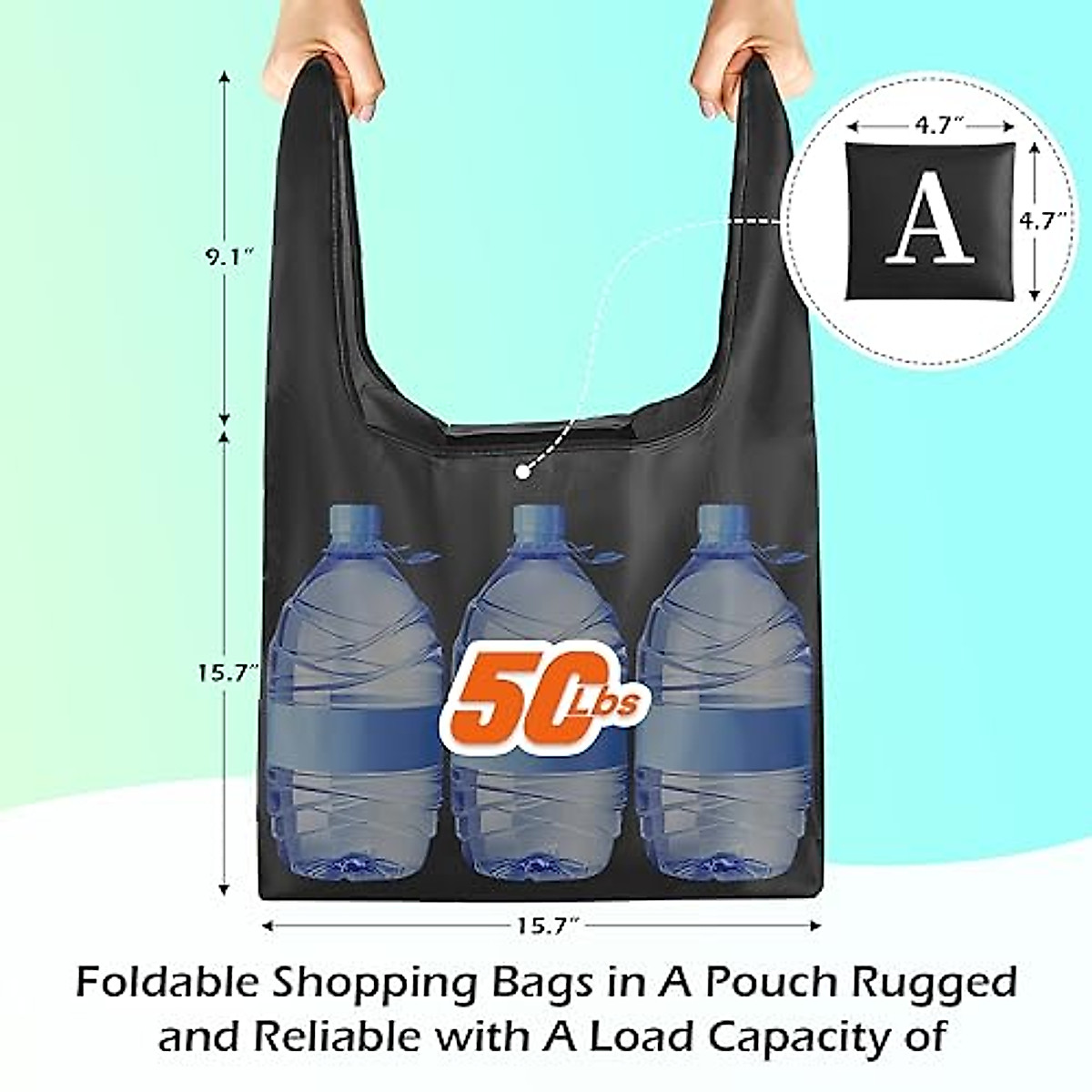 FURTOM Reusable Shopping Bags Foldable - Large Reusable Grocery Bags Heavy Duty 6 Pack, Foldable Shopping Bags in A Zi-pper Storage Pouch, Lightweight Polyester Fabric Personalized Shopping Bags A