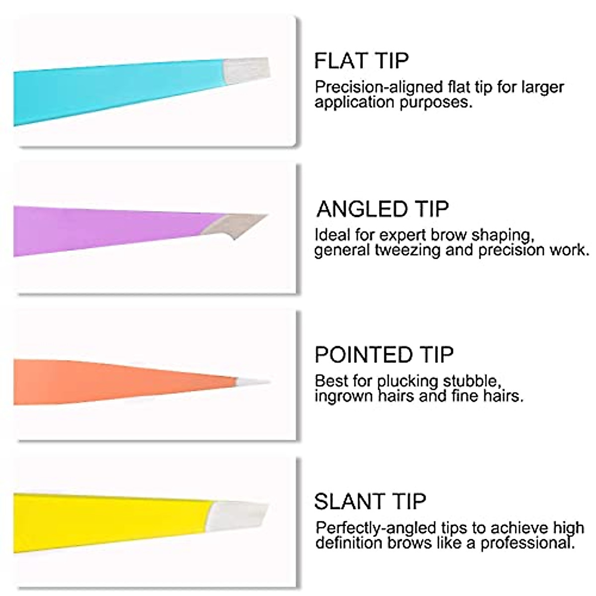 Professional Stainless Steel Tweezers Set-Precision Tweezers Set for Ingrown Hair Remove and Lash Extension, Plucking Tweezers with Leather Case for Ladies Gifts (4-Piece)