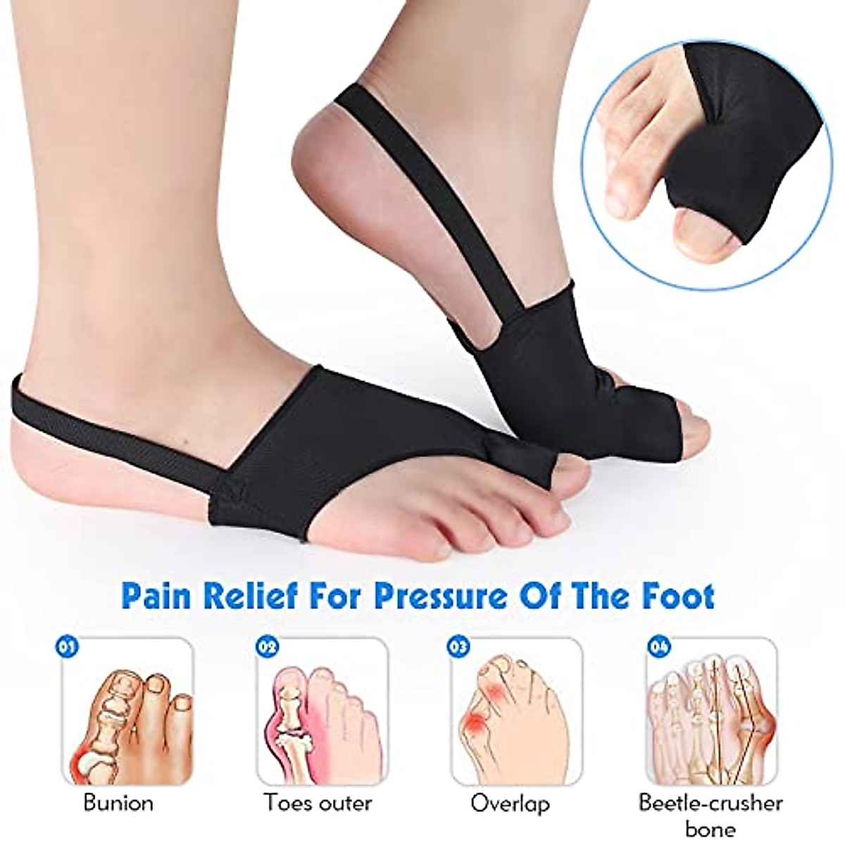 Bunion Corrector & Bunion Toe Separator, Orthopedic Bunion Splints Bunion Pads, Big Toe Separator Pain Relief, Non-Surgica Hallux Valgus Correction Treatment, Toe Straightener Bunion Socks, Day Night Support