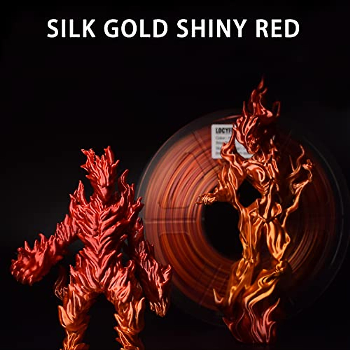 (2 Items) 1kg Silk Gold Shiny Red Black & 1kg Silk Gold Shiny Red PLA Filament, 3D Printer Filament, PLA Filament 1.75mm +/- 0.02mm