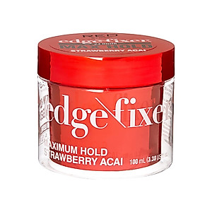 Red by Kiss Edge Fixer Hair Shine Gel, 24 Hour Max Hold, Non-Flaking, Biotin B7 Infused, Natural Styling, Professional Edge Control Wax, Perfect for Braiding (Strawberry Acai)