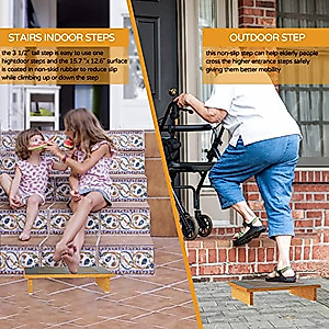 DT Wooden Step Stool for Adults - Upgraded Stepping Surface with Non-Slip Rubber, 450Ib Carrying Capacity, Suitable for Bathroom, Kitchen or Bedside, Kid and Senior Support