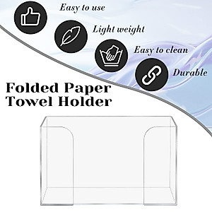 Pack of 2 Paper Towel Dispenser Countertop Acrylic Folded Paper Towel Holder, 11.4'' W x 4.2'' D x 6.7'' H, Clear Guest Napkin Dispenser for Z-fold C-fold Multi-fold Paper Towels(2 Pcs)