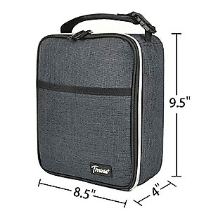 Small Insulated Lunch Bag for Men Women, Mini Portable Reusable Thermal Lunch Box Cooler Tote for Adults & Kids, Charcoal
