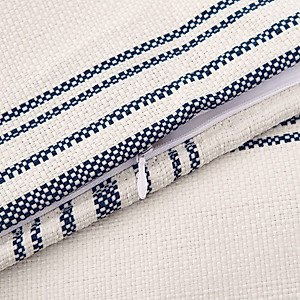 HiEnd Accents Prescott Farmhouse Bedding, 3 Piece Super King Size Striped Comforter Set with Pillow Shams, Ivory Navy Ticking Stripes Pattern, Chic Casual Coastal Boho Style Bed Set