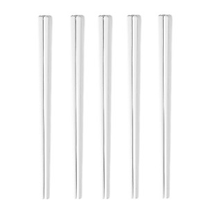 LEETOYI Ceramic Chopsticks Set of 5, Porcelain Chinese Chopsticks Easy To Clean, 9.6-Inch (White)
