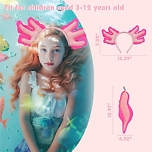 Creatoy Axolotl Toys, Axolotl Costume Kids Animal Headband with Tail for Girls Boys Dress Up Christmas Birthday Party Favors