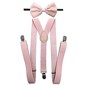 Awesome Light Pink Wedding Accessories Adjustable Bow Tie & Suspenders