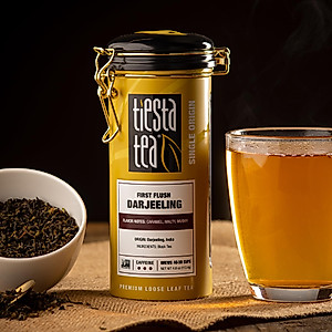 Tiesta Tea - First Flush Darjeeling Black Tea | Loose Leaf | Single Origin Premium Black Tea from India | Pure High-Caffeinated Blend | Makes Hot or Iced & Up to 50 Cups | 4oz Refillable Tin