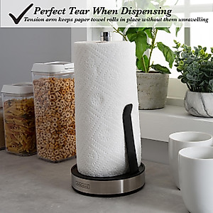 Kitchen Details Easy Tear Deluxe Paper Towel Holder Dispenser with Suspension Arm, Free Standing, Counter Top, Holds 1 Jumbo Roll, Black