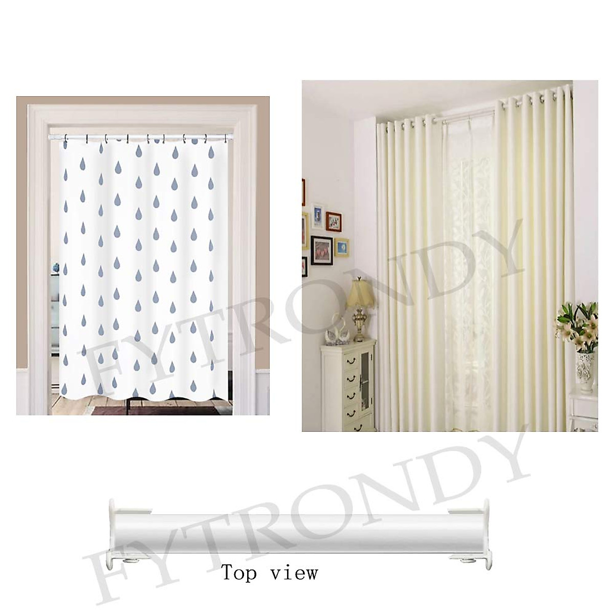 FYTRONDY White Edition Stainless Steel Closet Rod Bracket, U-Shaped Open Type Socket Bracket, Wardrobe Bracket, Shower Curtain Rod Pole End Supports Sockets Flange (1 INCH, 4 Pack)