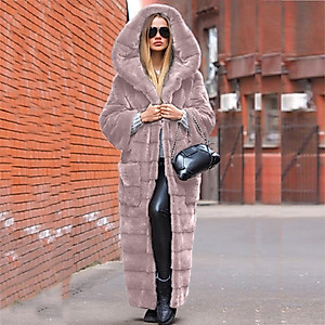 SHOPESSA my the orders womens coats winter clearance prime Womens Long Faux Fur Mink Coat Hooded Parka Overcoat Sherpa Jacket Fuzzy Fleece Teddy Coat Long Outerwear Winter