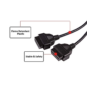 Outzone OBDII Extension Cable 16 Pin Splitter Y Cable 30cm/11.8inches Male to Dual Female Cord Compatible for All OBD2 Vehicles