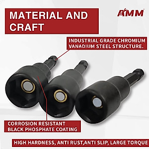 AMM 12-Piece Magnetic Nut Driver Set，1/4" Hex Shank Power Driver Bit Set，Metric(8-14mm) and SAE(1/4-inch - 9/16-inch) ，Cr-v Steel
