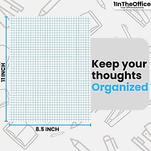 1InTheOffice Graph Pads, 8.5" x 11", Quadrille Pad 8.5 x 11, 50 Sheets/Pad (6 Pack)