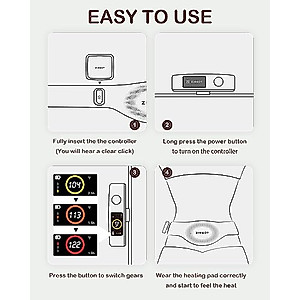 Cordless Heating Pad for Back Pain Relief-Portable Heating Pads for Cramps-Heated Back Wrap with Strap for Lower Back Pain Waist Lumbar Abdomen Arm and Leg (Large) Grey