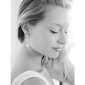 Mariell Pearl Dangle Wedding Earrings with Cubic Zirconia Crystals, Pearl Bridal Earrings, Jewelry for Brides, Homecoming, Mother of the Bride