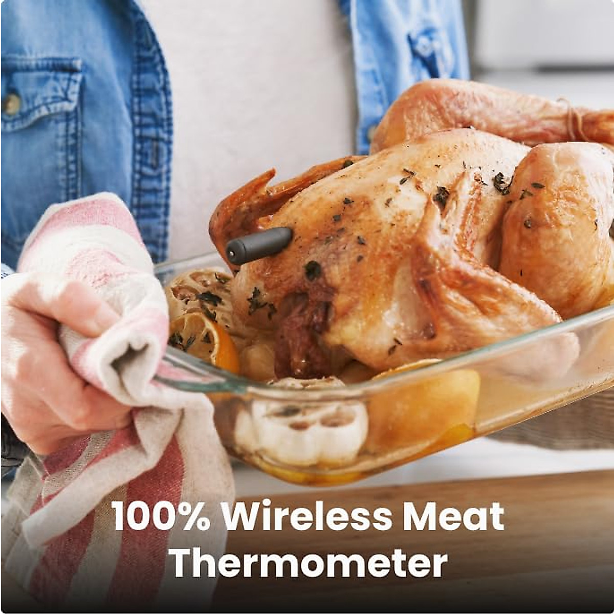 MASTRAD - Meat°it + - 100% Wireless Smart Meat Thermometer with Bluetooth Booster - Oven, BBQ, Grill, Smoker, Kitchen, Rotisserie