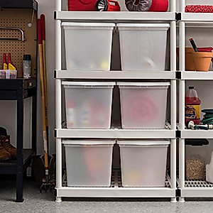 IRIS USA 68 Qt. Plastic Storage Container Bin with Latching Lid, 6 Pack, Stackable Nestable Box Tote Closet Organization School Art Supplies Towels Blankets Comforters Sleeping Bags - Pearl