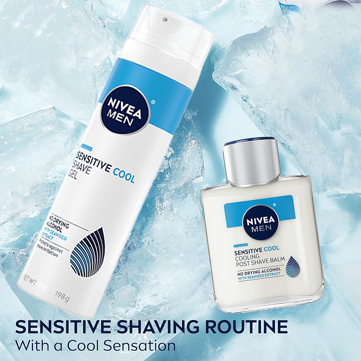 NIVEA MEN Sensitive Cooling Shave Gel with Chamomile and Seaweed Extracts, 3 Pack of 7 Oz Cans