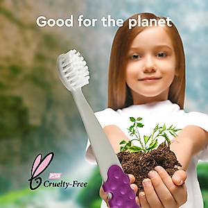 RADIUS Totz Plus Brush Kids Toothbrush Silky Soft BPA Free ADA Accepted Designed for Delicate Teeth & Gums for Children 3 Years & Up - MintCoolGrey - Pack of 1